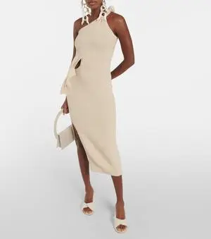 Jacquemus La Robe Maille Noeud Midi Dress - White