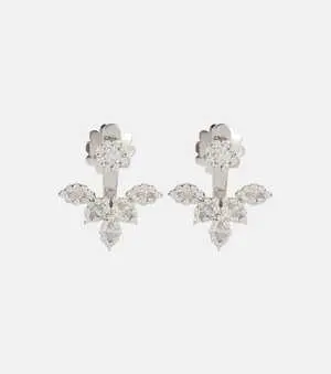 Yeprem Moonflower Diamond And 18kt White Gold Earrings - Silver