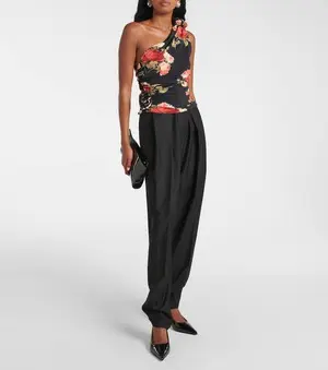 Magda Butrym Floral Ruched One-shoulder Top - Black
