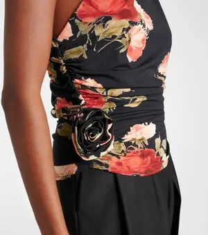 Magda Butrym Floral Ruched One-shoulder Top - Black