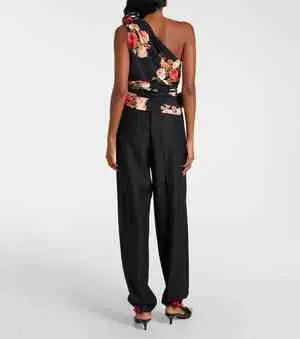 Magda Butrym Floral Ruched One-shoulder Top - Black