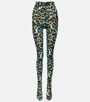 Alex Perry Cadie Leopard-print Tights - Multicoloured