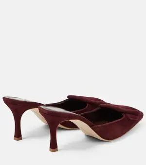 Manolo Blahnik Maysale 70 Suede Mules - Red