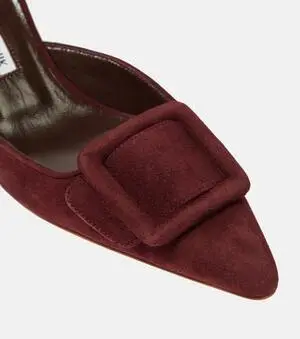 Manolo Blahnik Maysale 70 Suede Mules - Red
