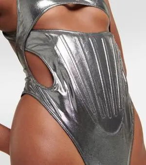 MUGLER Cutout Metallic One Piece - Silver