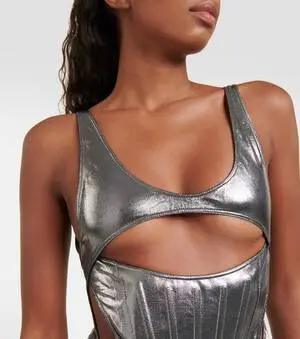 MUGLER Cutout Metallic One Piece - Silver