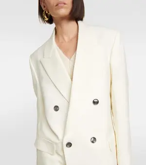AMI Paris Double-breasted Wool Blazer In Ivory