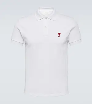 AMI Paris De Cour Cotton Pique Polo Shirt - White