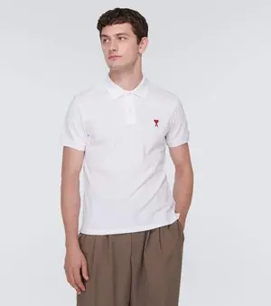 AMI Paris De Cour Cotton Pique Polo Shirt - White