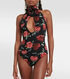 Magda Butrym Floral Cutout Jersey Bodysuit