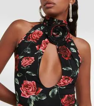 Magda Butrym Floral Cutout Jersey Bodysuit