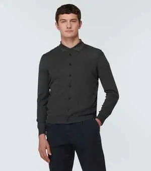 TOM FORD Silk Cardigan In Charcoal Melange
