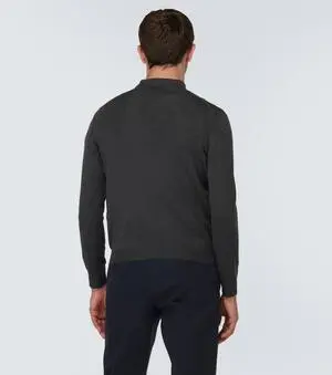 TOM FORD Silk Cardigan In Charcoal Melange