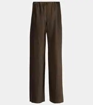 Vince Fluid Satin Straight Pants - Brown