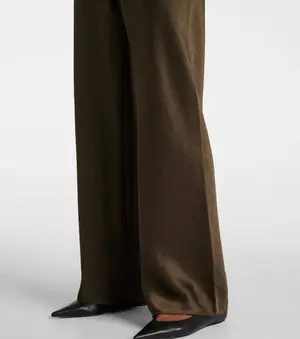Vince Fluid Satin Straight Pants - Brown