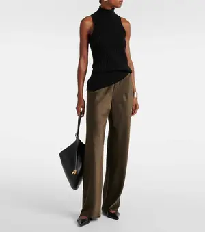 Vince Fluid Satin Straight Pants - Brown