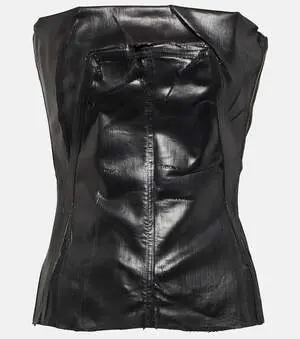 Rick Owens Coated Denim Bustier - Black