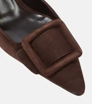 Manolo Blahnik Maysale 70 Suede Mules - Neutrals