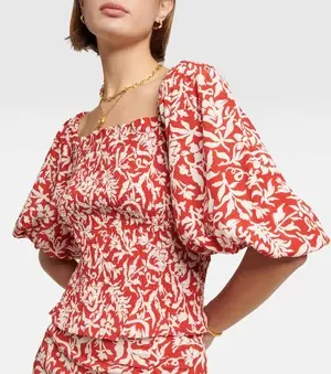 Polo Ralph Lauren Floral Print Shirred Crepe Top