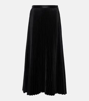 Alaïa Pleated Croc-effect Satin Midi Skirt