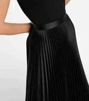 Alaïa Pleated Croc-effect Satin Midi Skirt