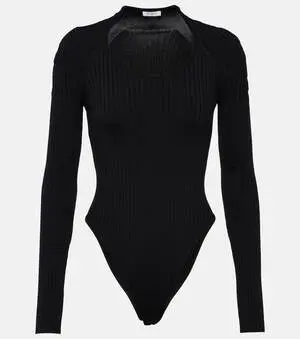 Alaïa Ribbed-knit Bodysuit - Black