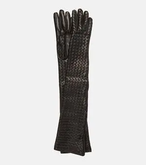 Bottega Veneta Intrecciato Leather Gloves - Brown