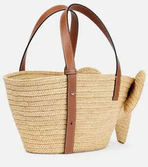 Loewe Elephant Small Raffia Basket Bag