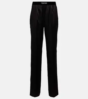 TOM FORD High-rise Silk-blend Satin Pants - Black