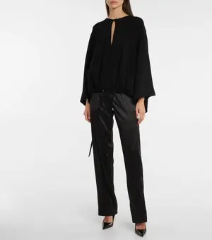 TOM FORD High-rise Silk-blend Satin Pants - Black