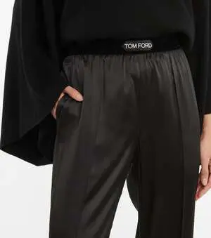 TOM FORD High-rise Silk-blend Satin Pants - Black