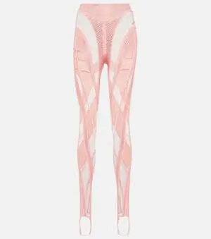 MUGLER Paneled Stirrup Leggings - Pink
