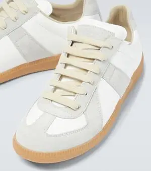 MAISON MARGIELA Replica Leather And Suede Sneakers - White