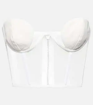 NENSI DOJAKA Bridal Tulle-paneled Crepe Bustier - White