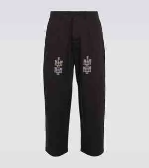 ADISH Qrunful Embroidered Cotton Trousers - Black