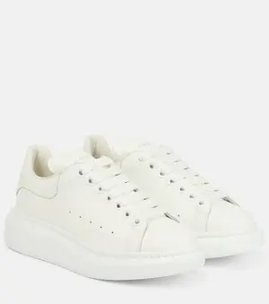 Alexander McQueen Oversized Leather Lace-up Sneakers - White