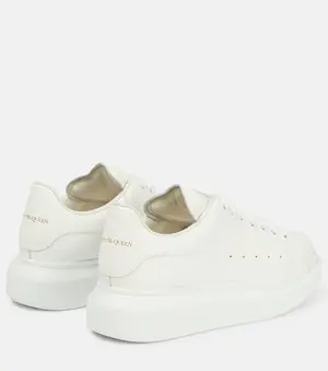 Alexander McQueen Oversized Leather Lace-up Sneakers - White
