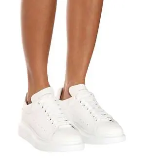 Alexander McQueen Oversized Leather Lace-up Sneakers - White
