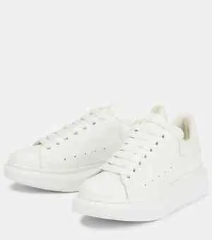 Alexander McQueen Oversized Leather Lace-up Sneakers - White