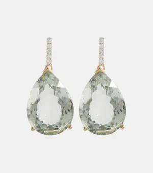 Mateo 14kt Gold Earrings With Diamonds And Amethysts - Green