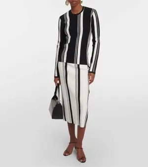 JOSEPH Pleated Striped Pencil Skirt