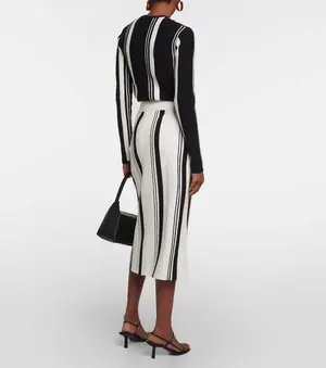 JOSEPH Pleated Striped Pencil Skirt