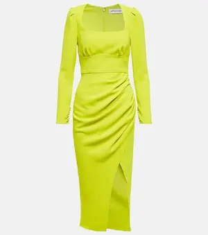 SELF-PORTRAIT Ruched Crepe Midi Dress