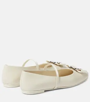 FERRAGAMO Zina Leather Ballet Flats - White
