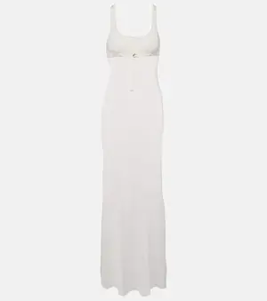 Jacquemus Robe Maille Oranger Maxi Dress - White