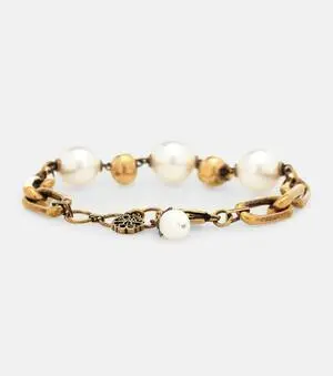 Alexander McQueen Faux Pearl And Chain Bracelet