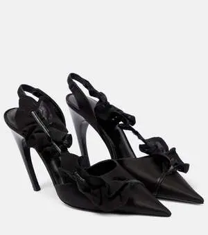 NENSI DOJAKA Ruffled Satin Slingback Pumps
