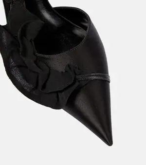 NENSI DOJAKA Ruffled Satin Slingback Pumps
