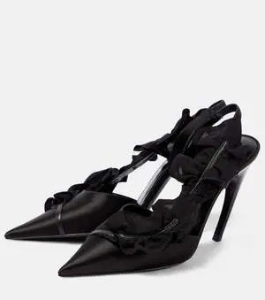 NENSI DOJAKA Ruffled Satin Slingback Pumps