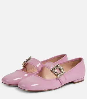 ROGER VIVIER Tres Vivier Patent Leather Ballet Flats